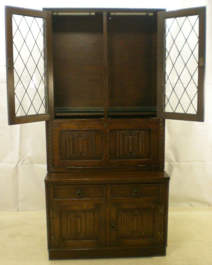 Jacobean Style Bookcase Cabinet Dark Oak by Jaycee - SOLD