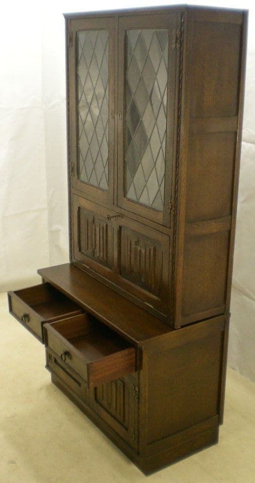 Jacobean Style Bookcase Cabinet Dark Oak by Jaycee - SOLD