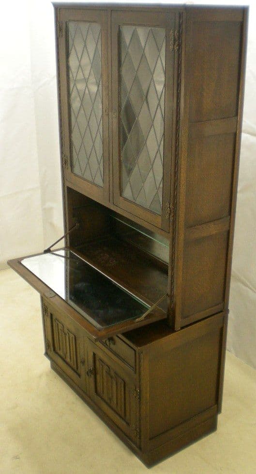 Jacobean Style Bookcase Cabinet Dark Oak by Jaycee - SOLD