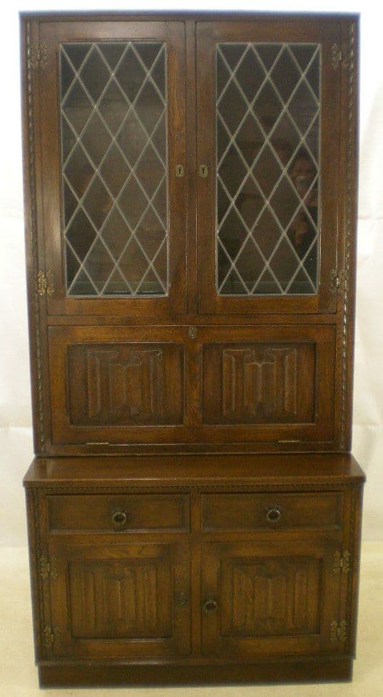 Jacobean Style Bookcase Cabinet Dark Oak by Jaycee - SOLD
