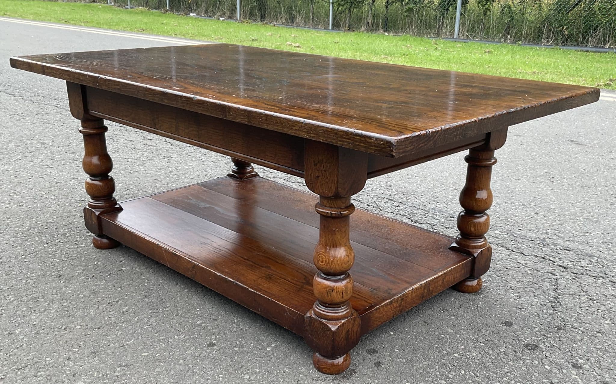 Large Antique Style Oak Coffee Table
