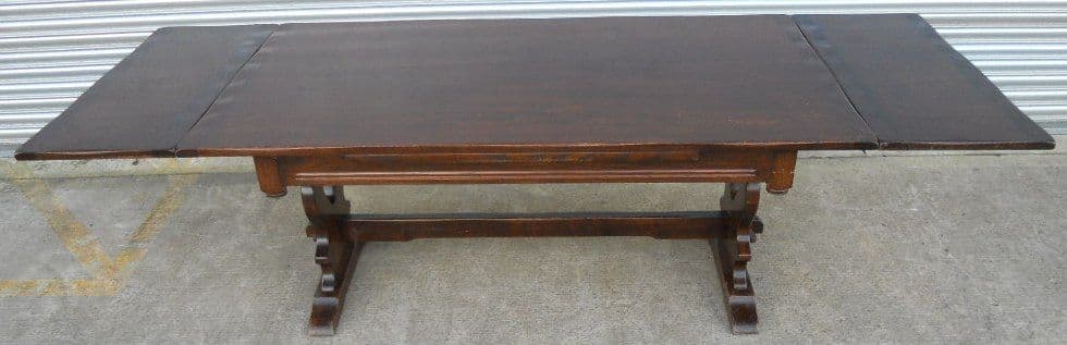 Large Oak Drawleaf Dining Table to Seat 14 by Reprodux