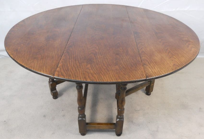 Large Round Oak Gateleg Dining Table to Seat Ten - SOLD