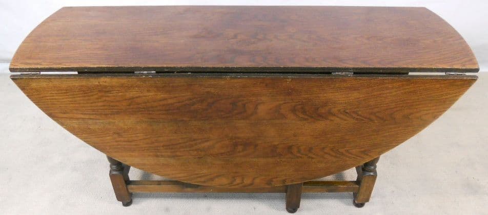 Large Round Oak Gateleg Dining Table to Seat Ten - SOLD