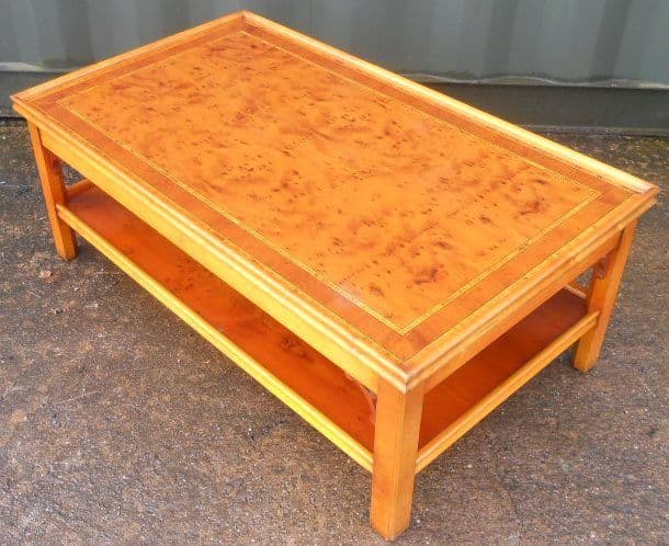 Large Yew Two Tier Coffee Table by Charles Barr