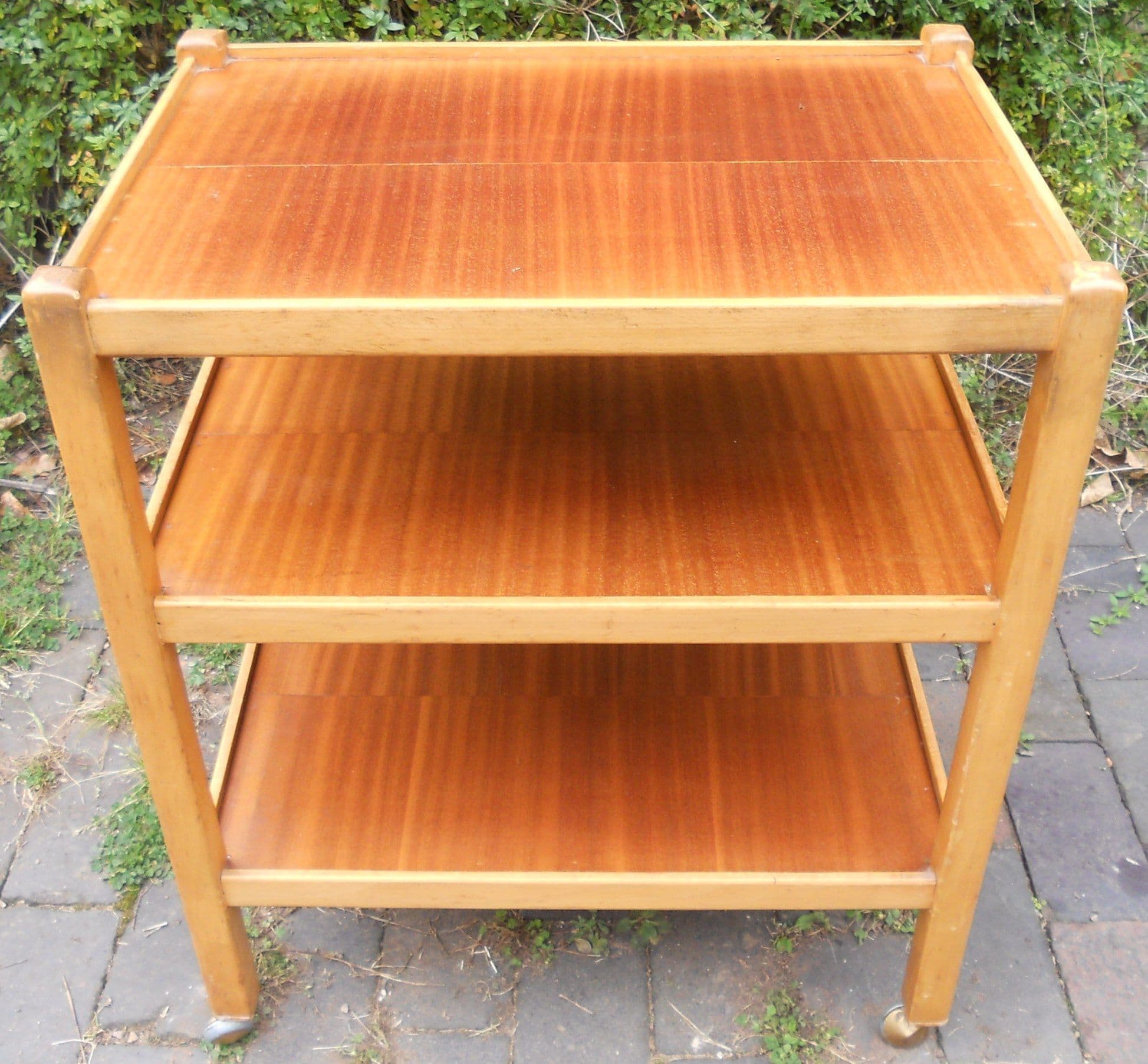 Light Beech Three Tier Tea Trolley