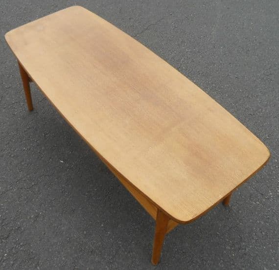 Long LIght Teak Retro Coffee Table