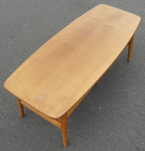 Long LIght Teak Retro Coffee Table