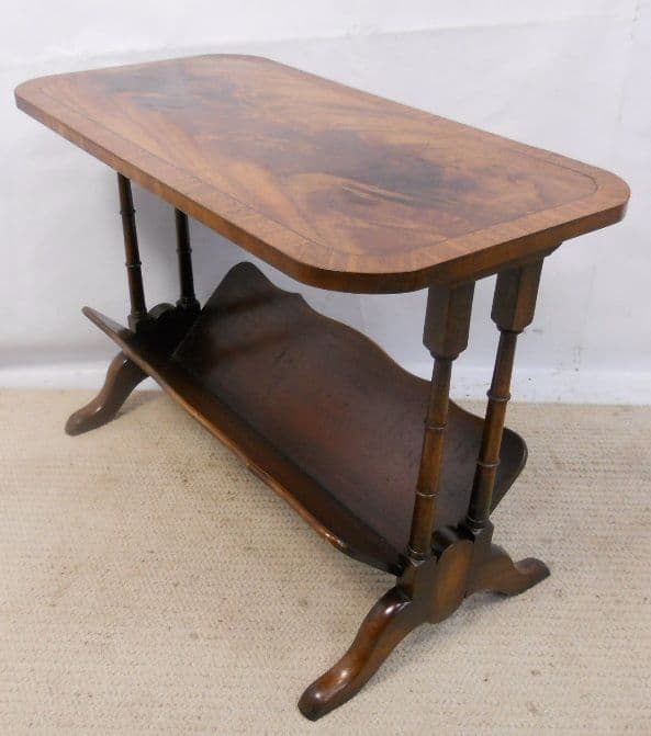Long Mahogany Coffee Table & Book Rack by Reprodux