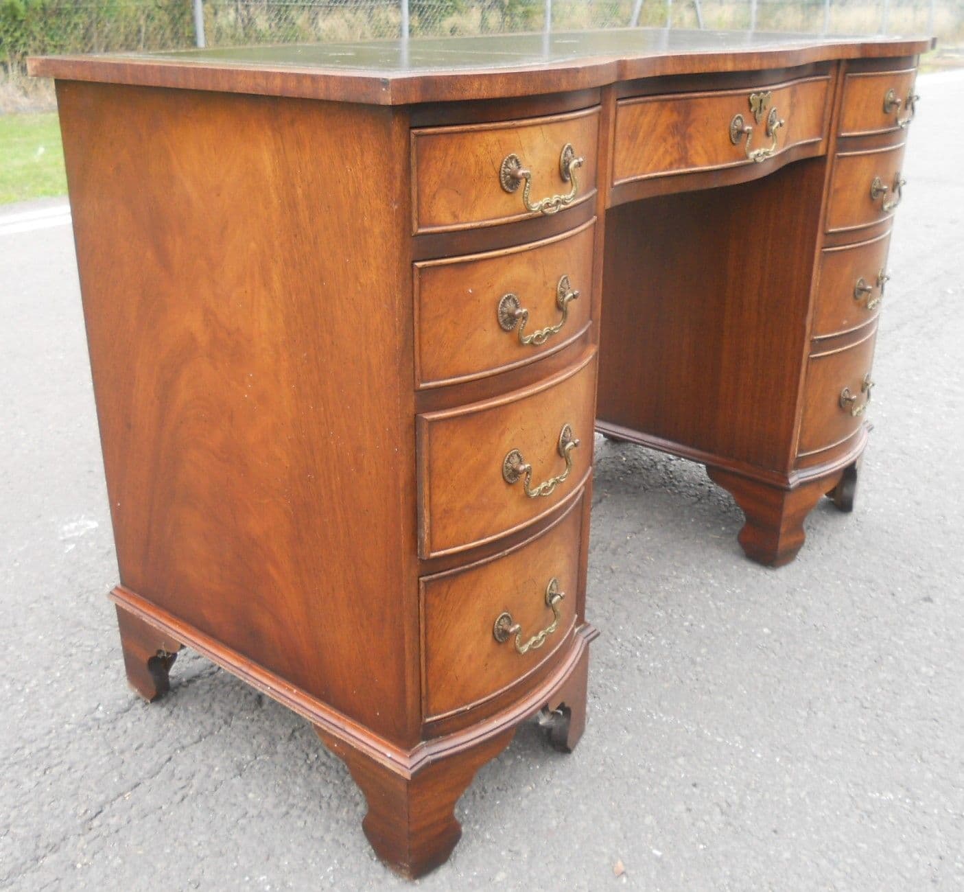 Mahogany Serpentine Writing Desk by Reprodux
