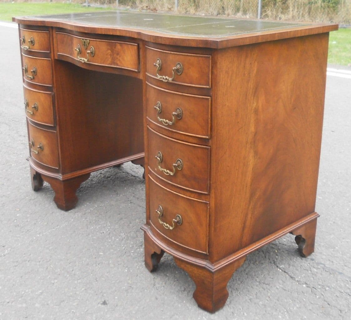 Mahogany Serpentine Writing Desk by Reprodux