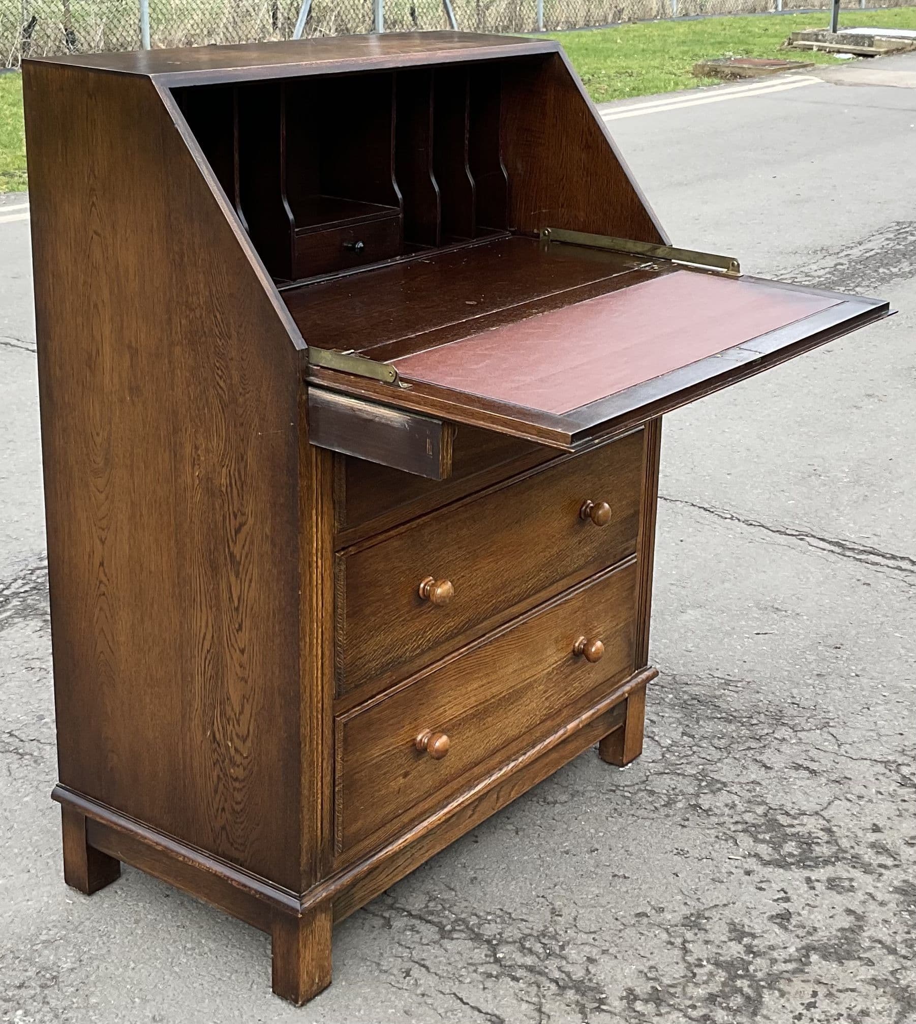 Oak Four Drawer Writing Bureau by Reprodux