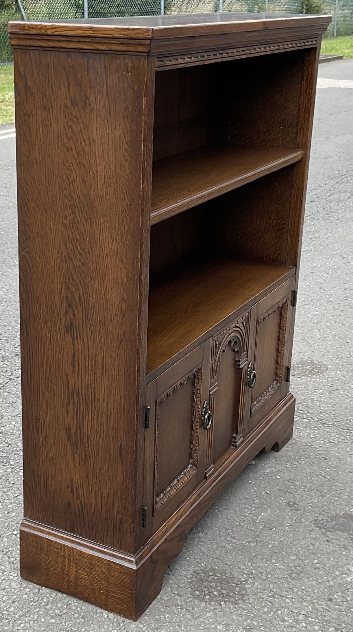 Oak Standing Reproduction Open Bookcase