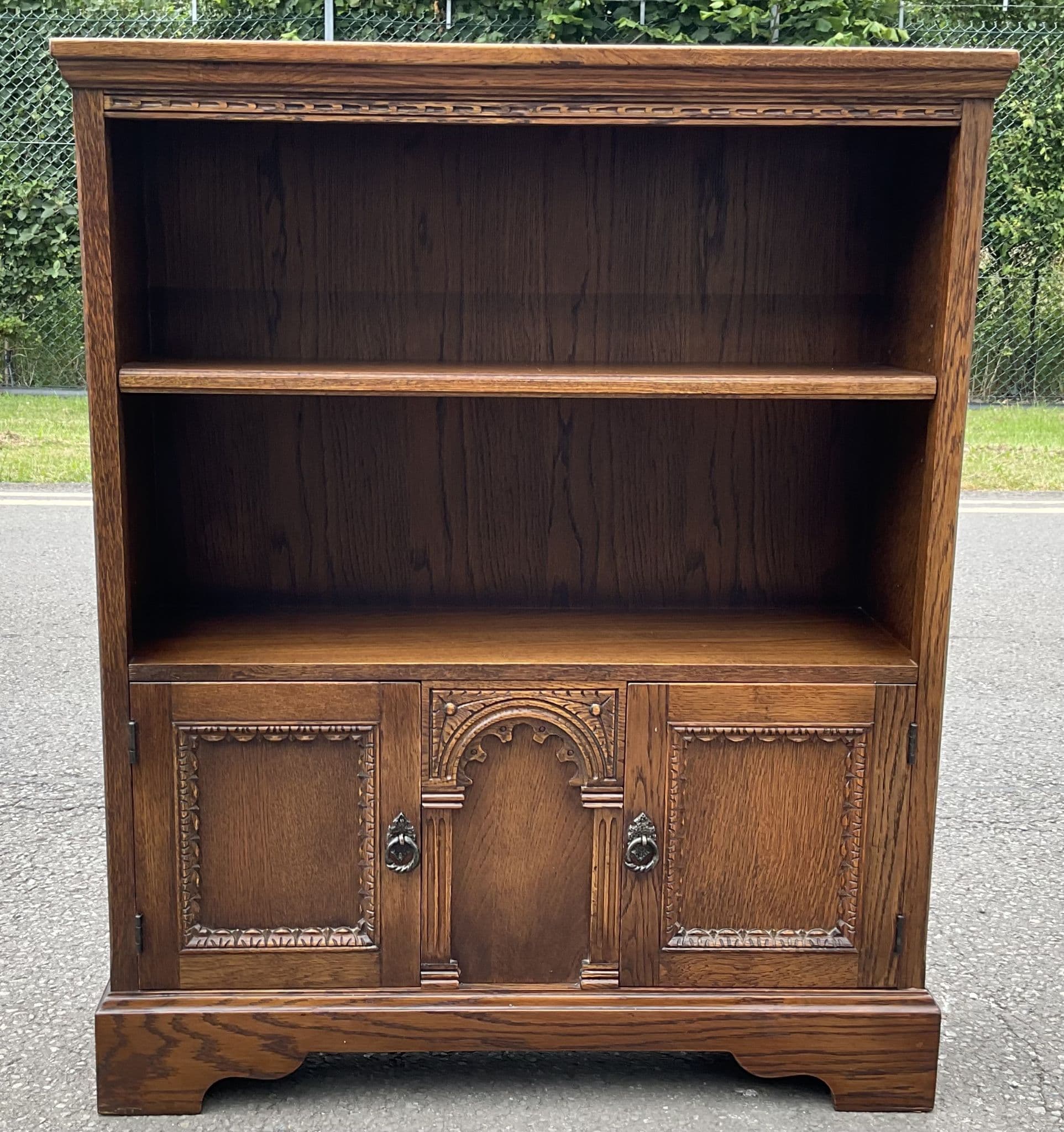 Oak Standing Reproduction Open Bookcase