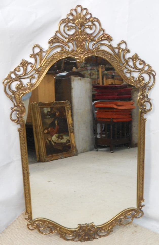 Ornate Brass Framed Hanging Wall Mirror