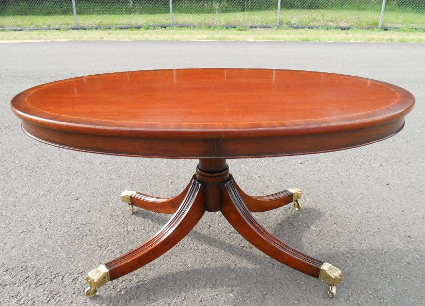 Oval Mahogany Pedestal Coffee Table by Charles Barr - SOLD
