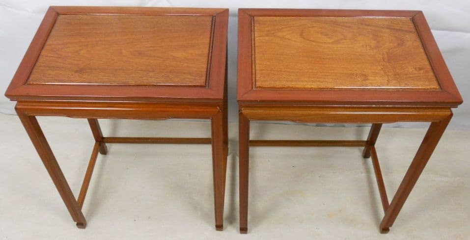 Pair Japanese Teak Wood Table Stands