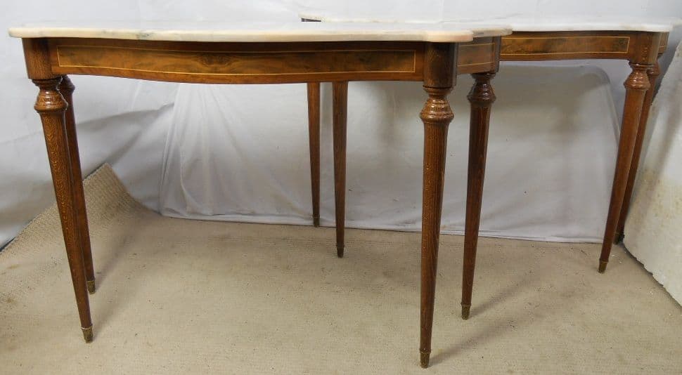 Pair Marble Top Console Tables - SOLD