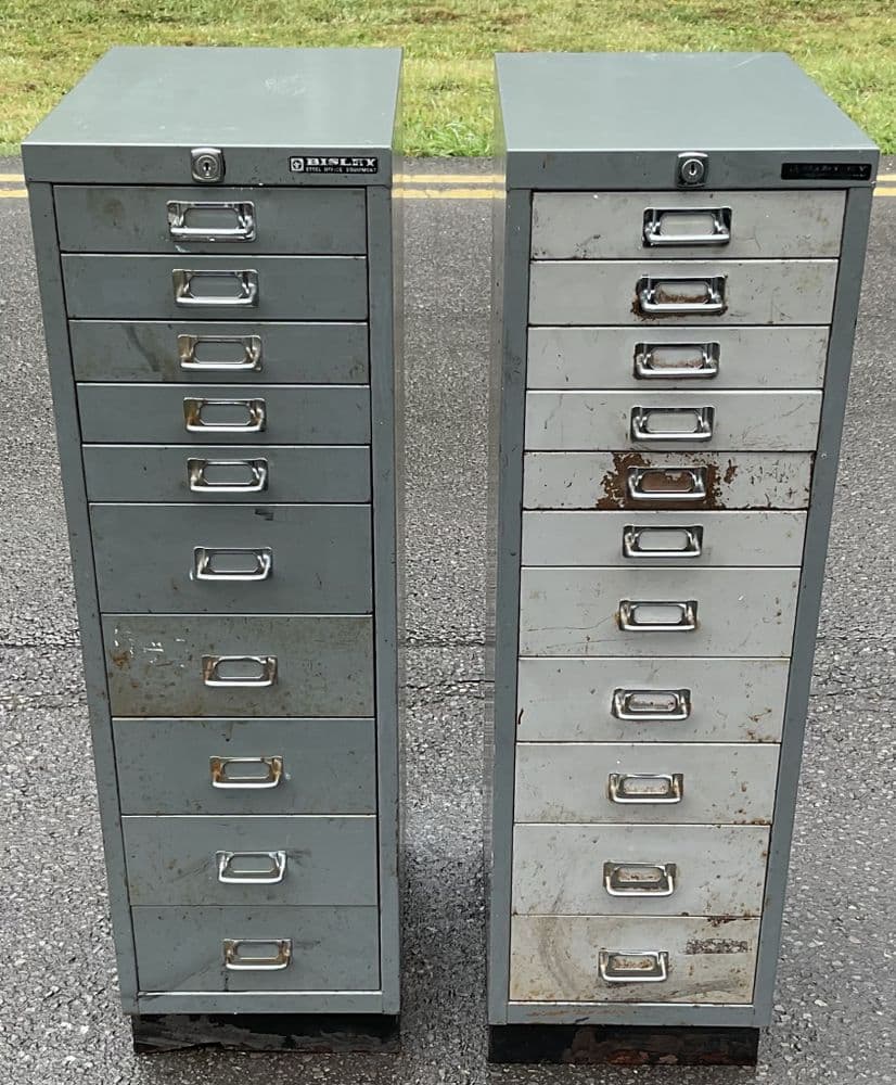 Pair Metal Narrow Storage Drawers