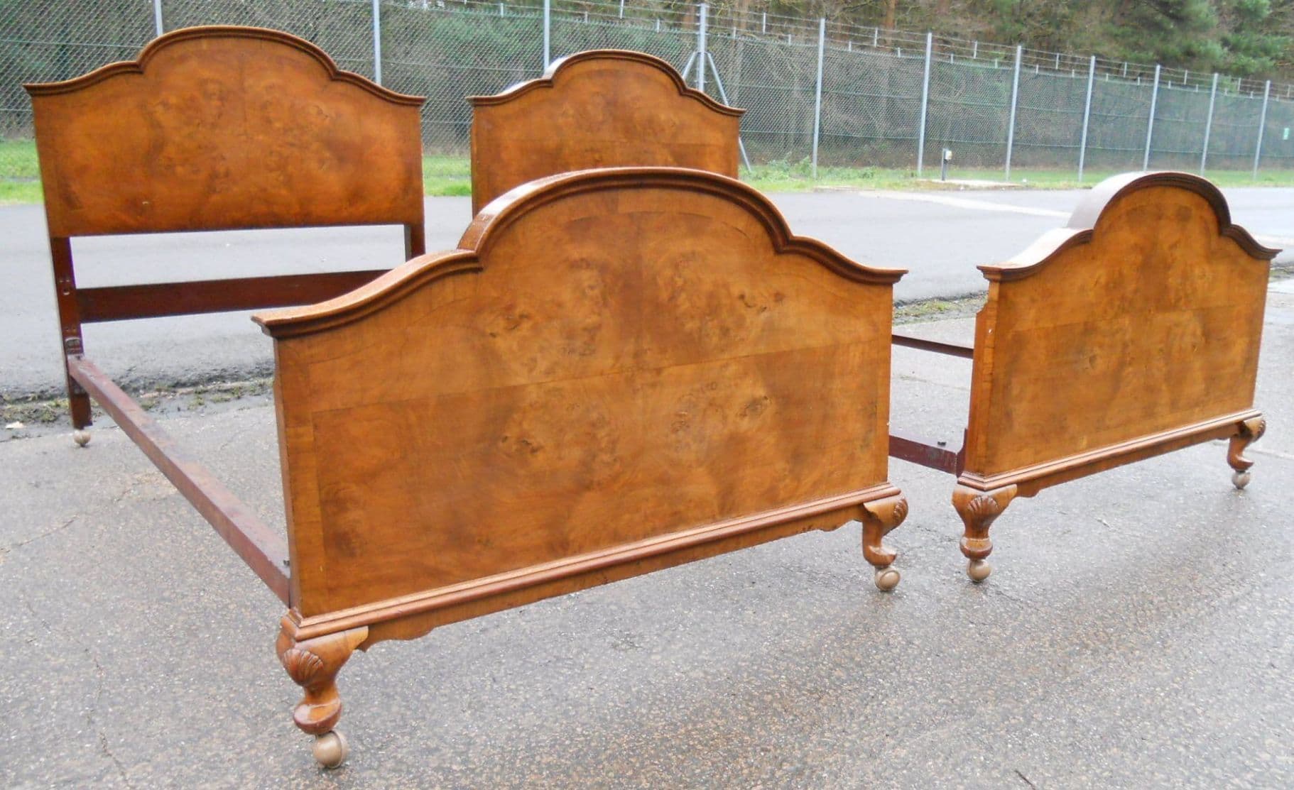 Pair Walnut Single Beds