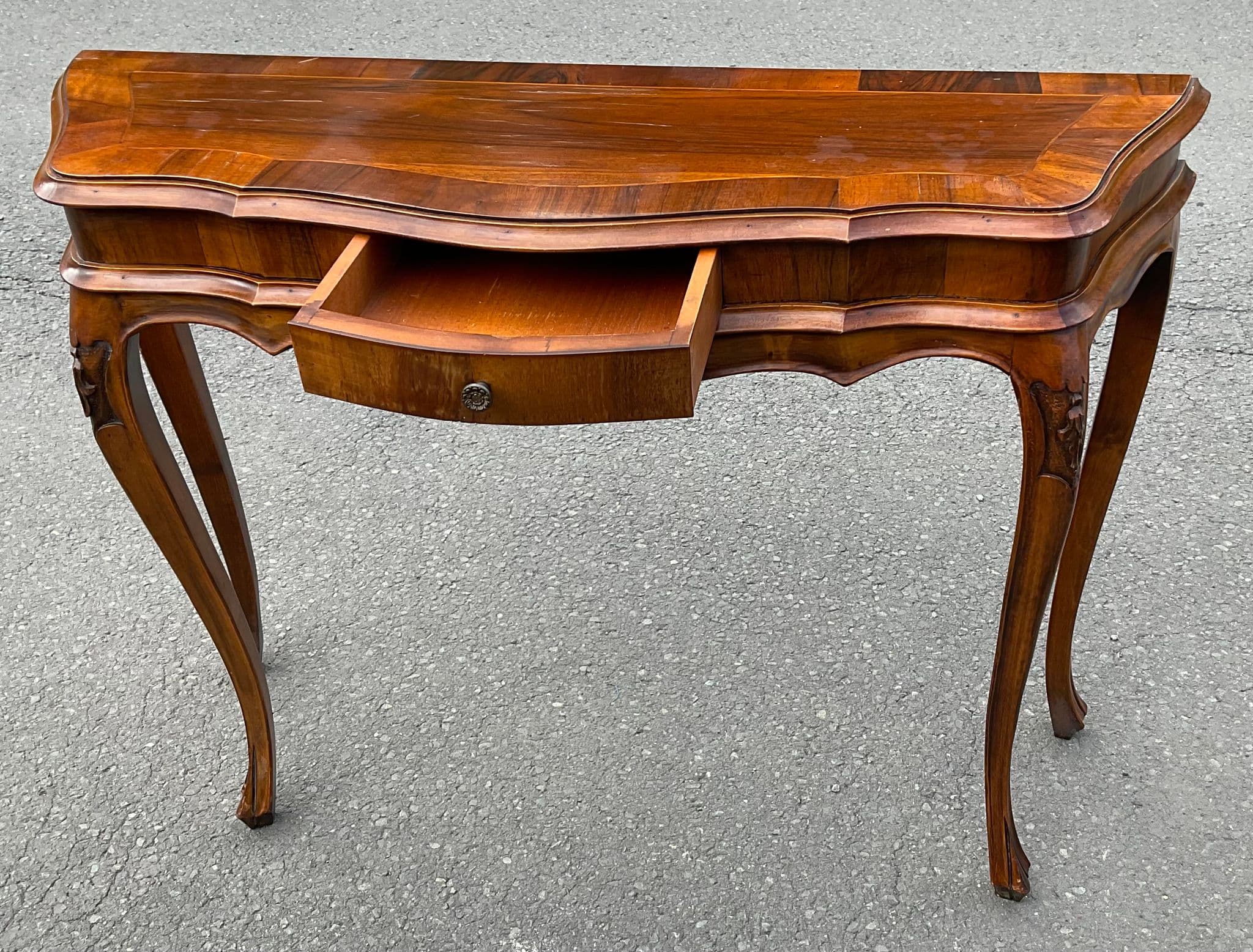 Serpentine Front Mahogany Console Table
