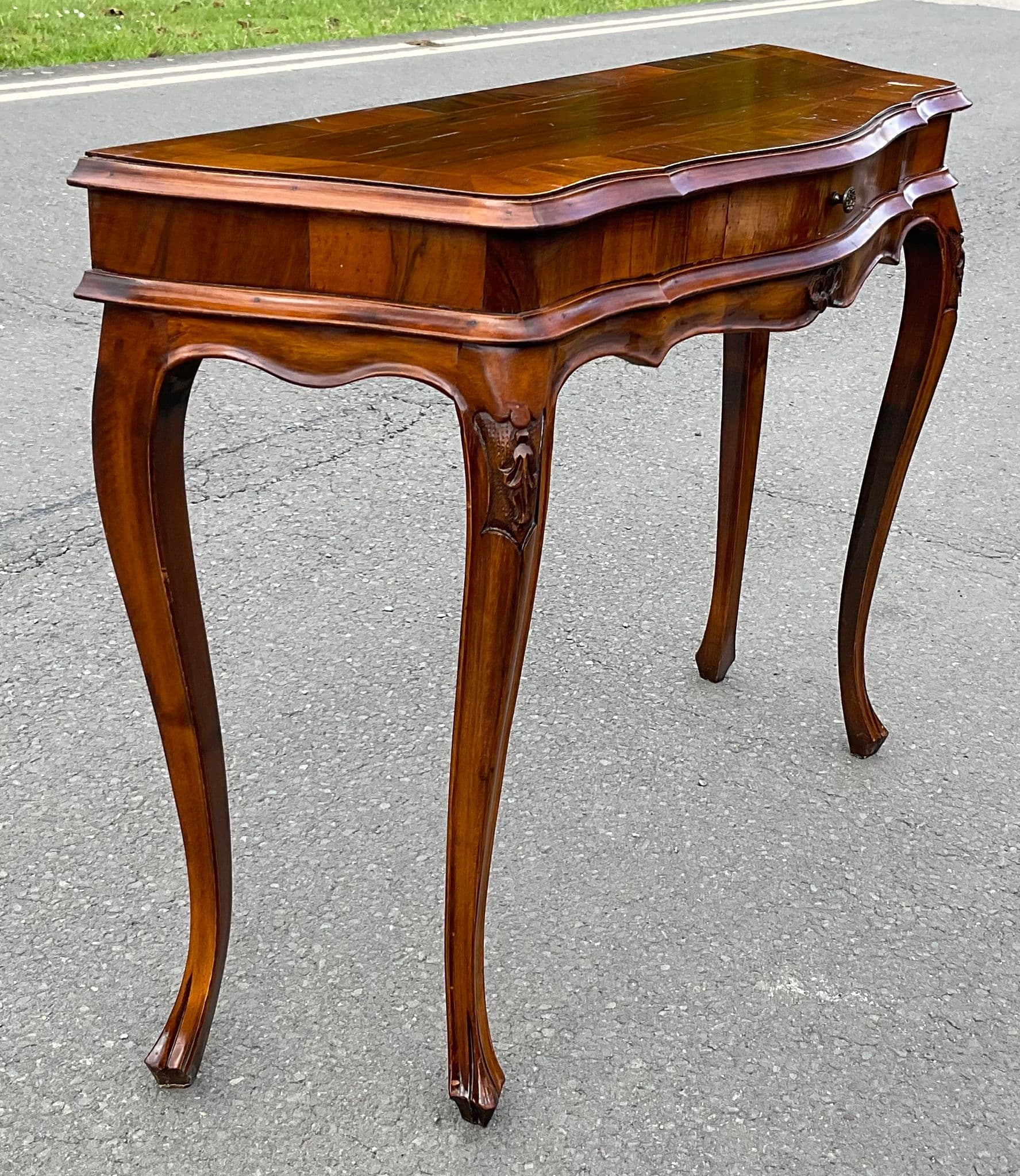 Serpentine Front Mahogany Console Table