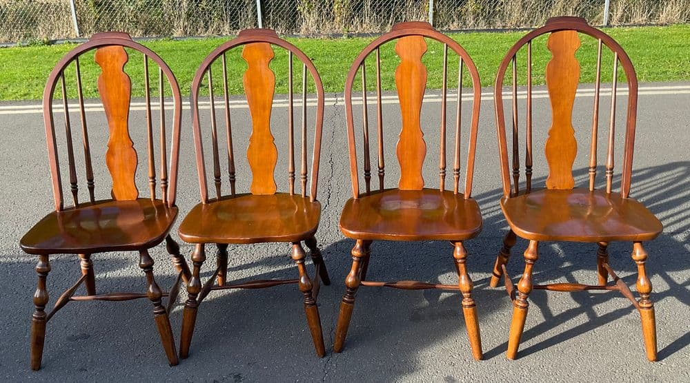 Set of Four High Back Windsor Kitchen Chairs