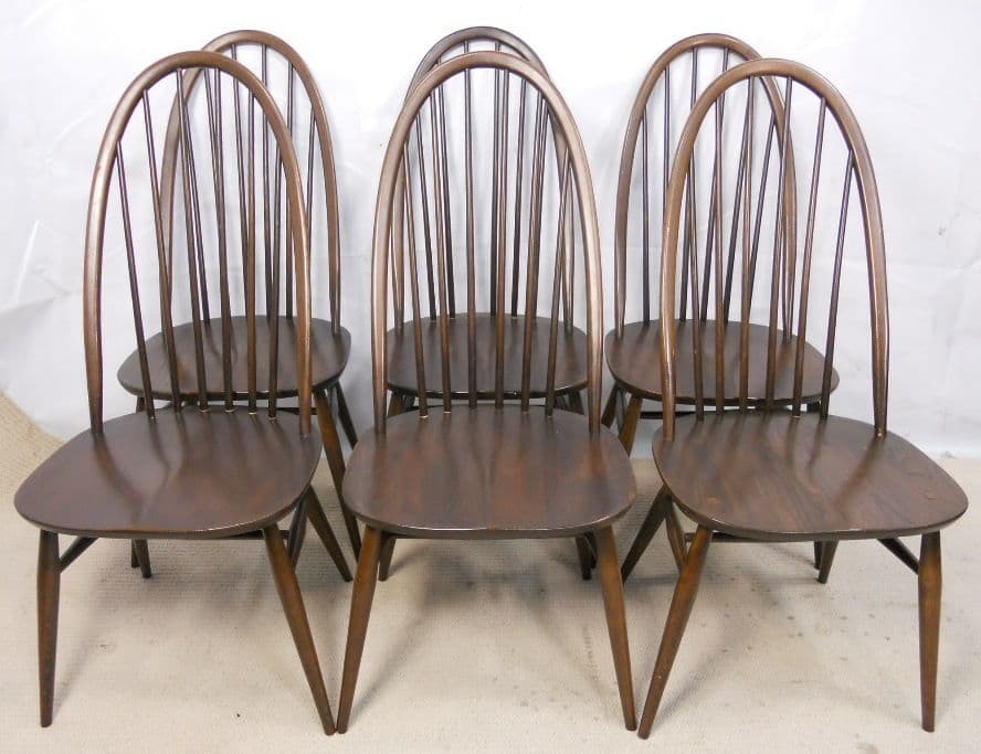 Set of Six Ercol Highback Spindle Dining Chairs - SOLD