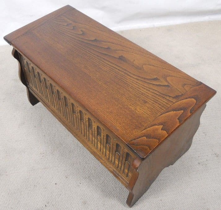 Small Carved Oak Coffer Storage Box - SOLD
