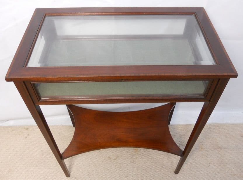 Small Inlaid Mahogany Display Table Cabinet - SOLD