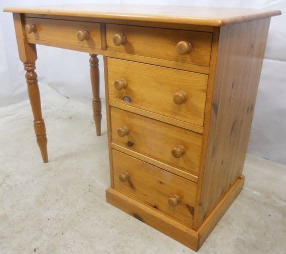 Small Pine Desk with Storage Drawers