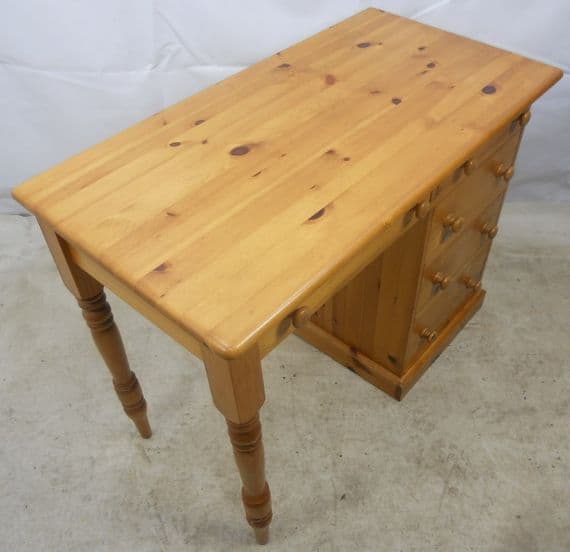 Small Pine Desk with Storage Drawers