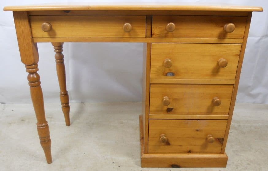 Small Pine Desk with Storage Drawers