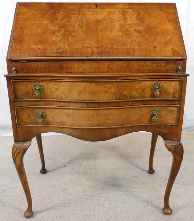 Writing Bureau, Walnut Wood Ladies Home Desk Furniture