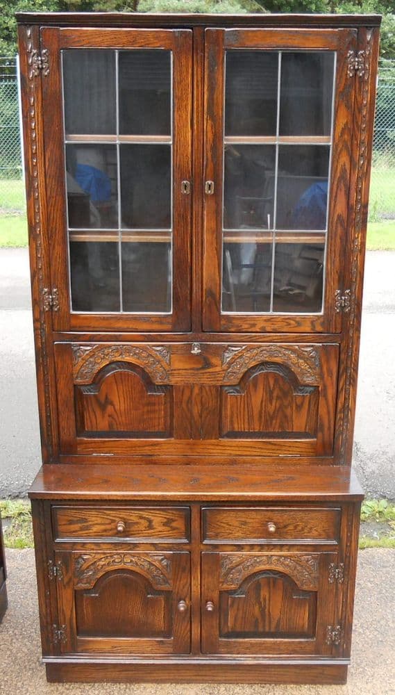 SOLD - Jaycee Oak Cupboard Bookcase Cocktail Bar