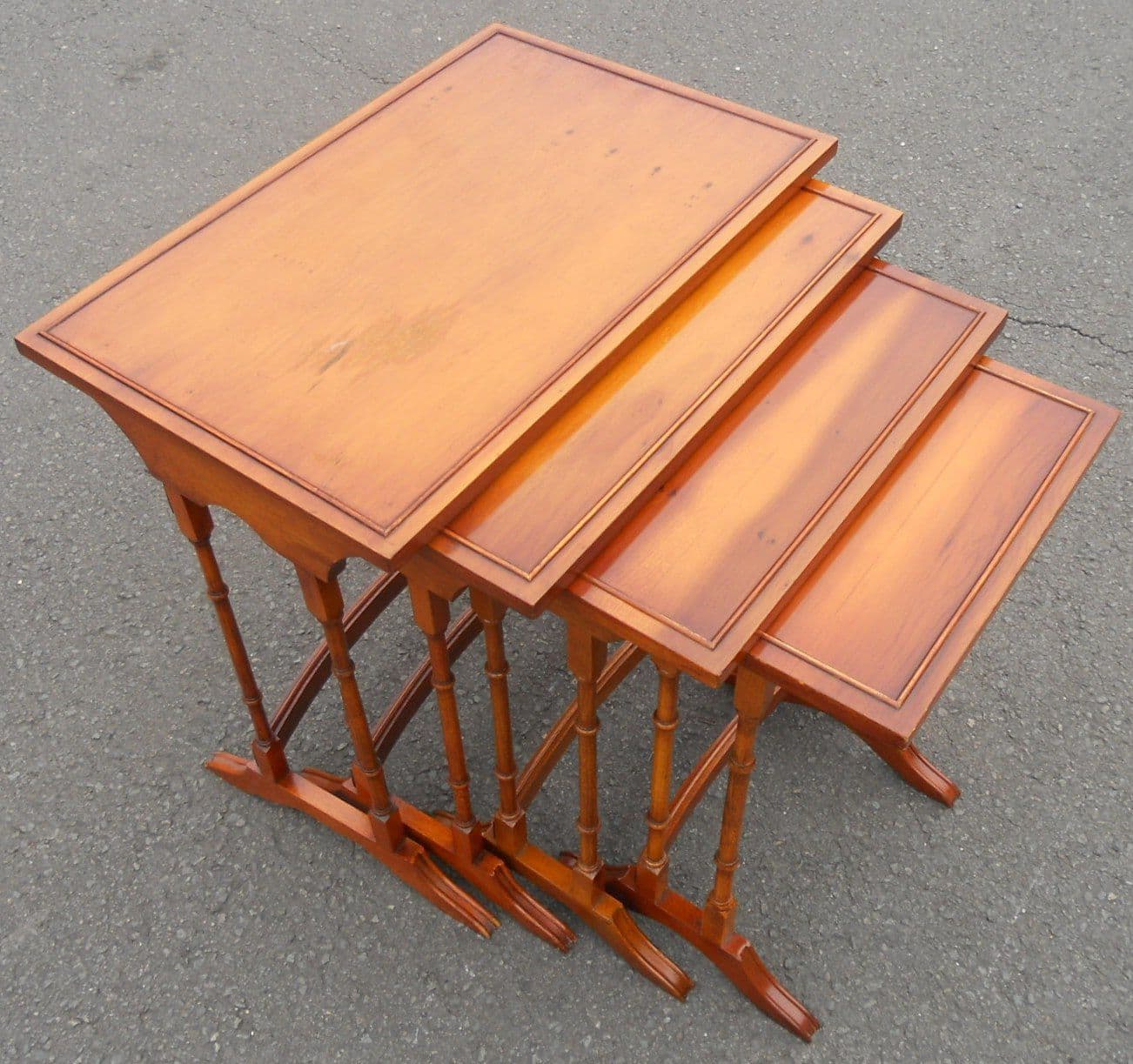 SOLD Nest of Four Yew Wood Coffee Tables by Bradley