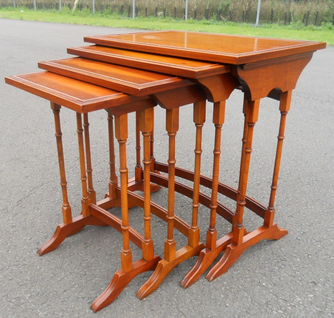 SOLD Nest of Four Yew Wood Coffee Tables by Bradley