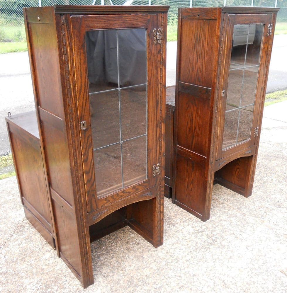 SOLD - Pair Narrow Bookcase Cabinets by Jaycee
