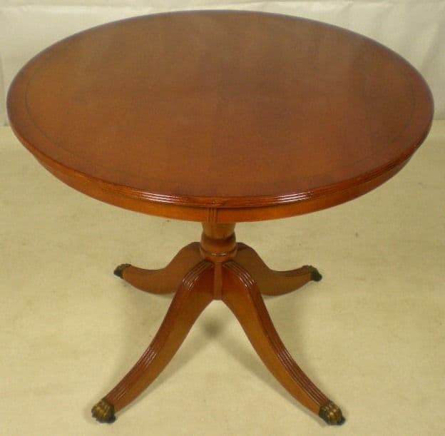 SOLD - Round Yew Pedestal Centre Table