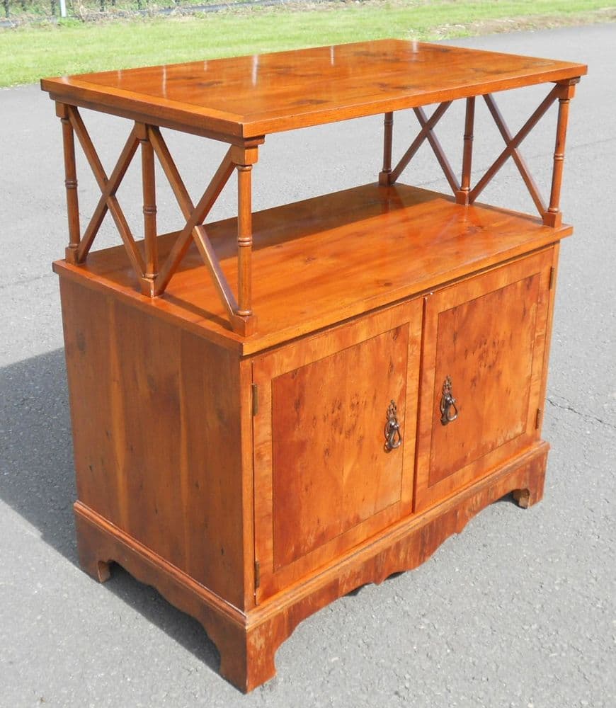 SOLD - Yew Two Tier Side Cabinet