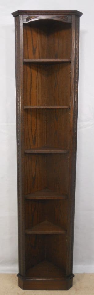 Tall Narrow Free Standing Dark Oak Corner Cabinet by Jaycee - SOLD