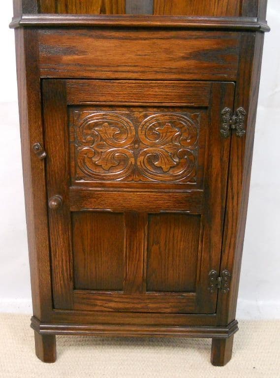 Tall Narrow Oak Corner Cabinet by Jaycee - SOLD