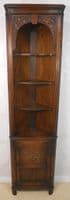 Tall Narrow Oak Corner Cabinet by Jaycee - SOLD
