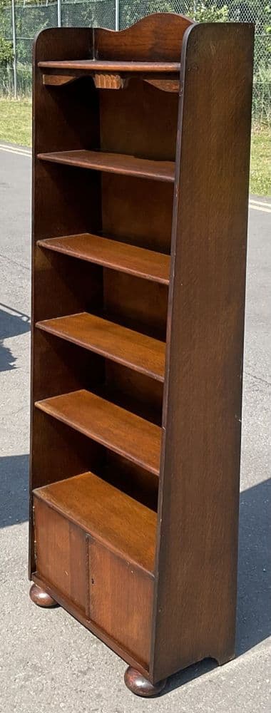 Tall Narrow Oak Open Bookcase