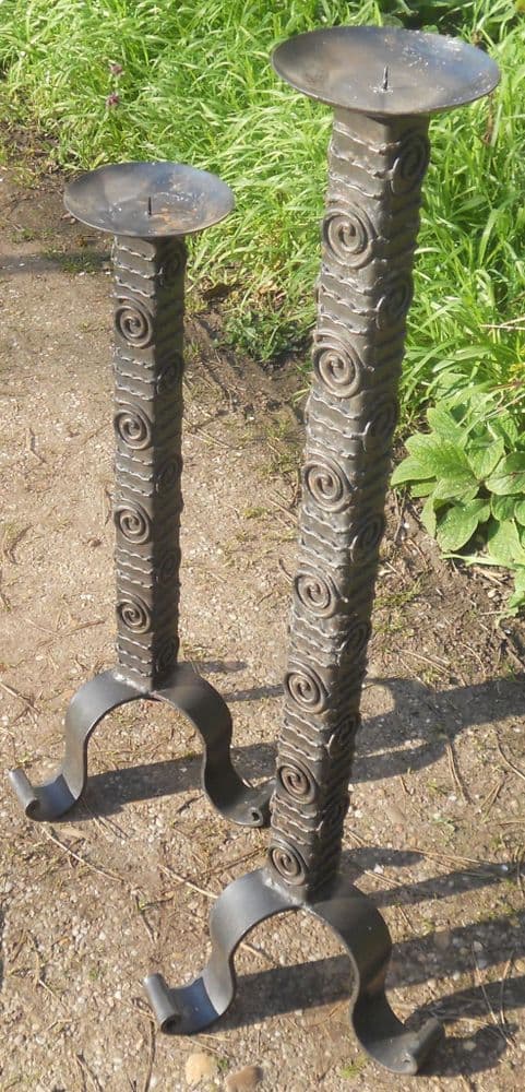 Two Tall Metal Pricket Candle Stands