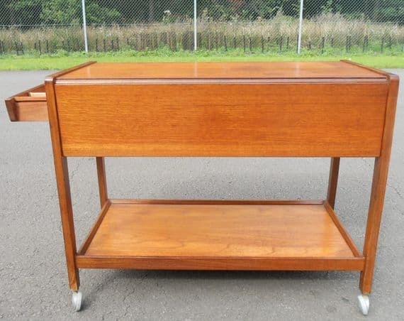Two Tier Teak Dropleaf Tea Trolley