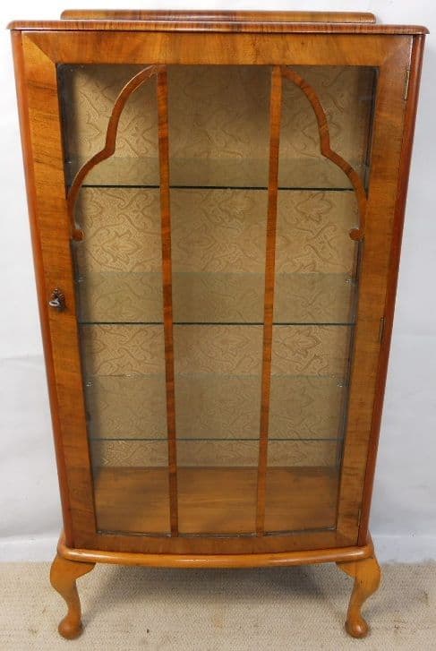 Walnut Single Door Small China Display Cabinet - SOLD