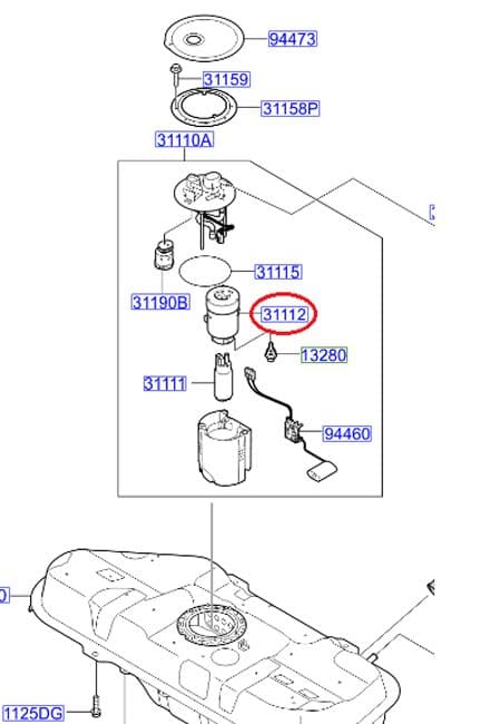 Kia Fuel Filter - Soul 1 6 2011-2013 Petrol Engines