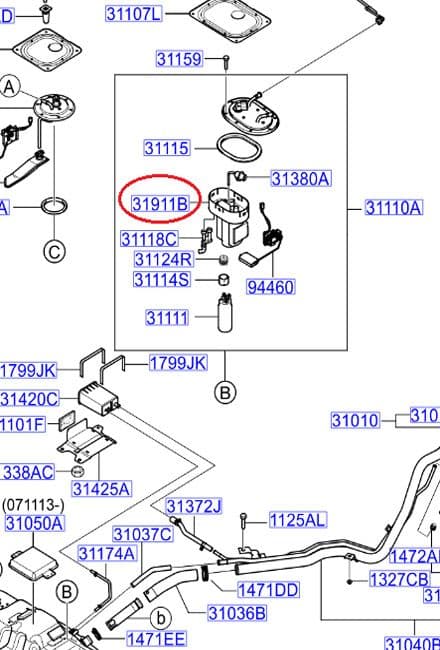 Kia Fuel Filter - Sportage 2 0 2005-2010 & 2 7 V6 Petrol Engines