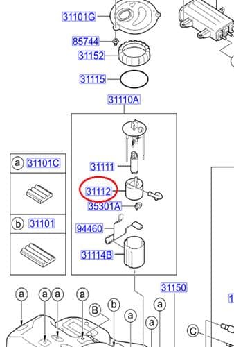 Kia Fuel Filter - Sportage 2 0 2011 Onwards Petrol Engines